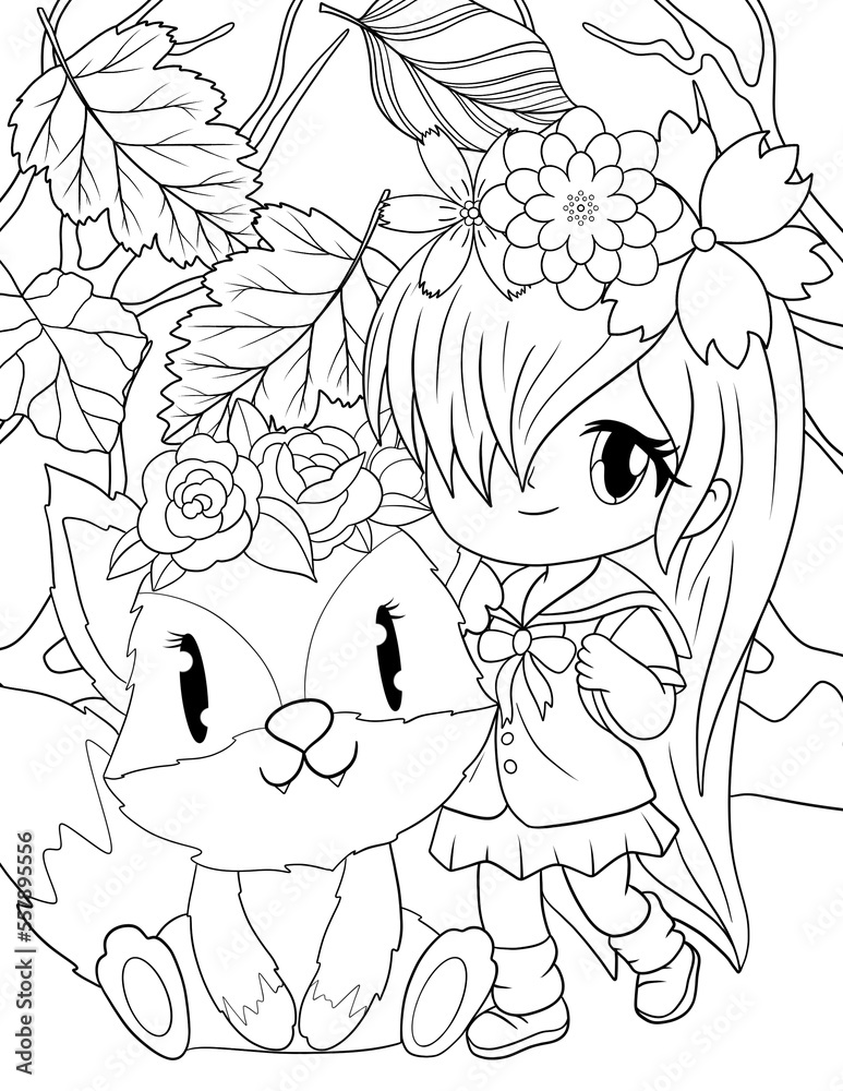 Kawaii Coloring Pages, Anime Girl Coloring Pages, Chibi Girl Coloring ...