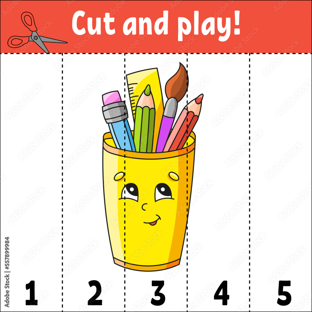 Learning numbers 1-5. Cut and play. Education worksheet. Game for kids ...