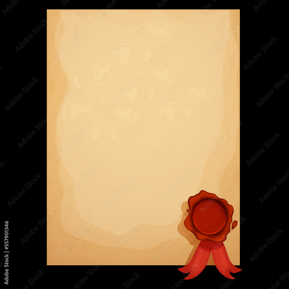 Parchment paper, scroll papyrus, empty frame, blank in cartoon style ...