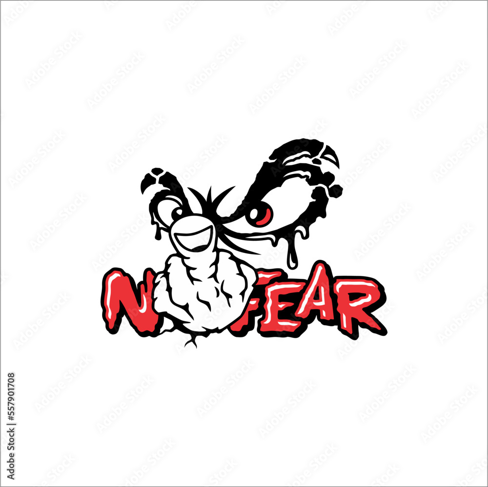 (no fear) lettering vector with scary eyes and middle finger as a ...
