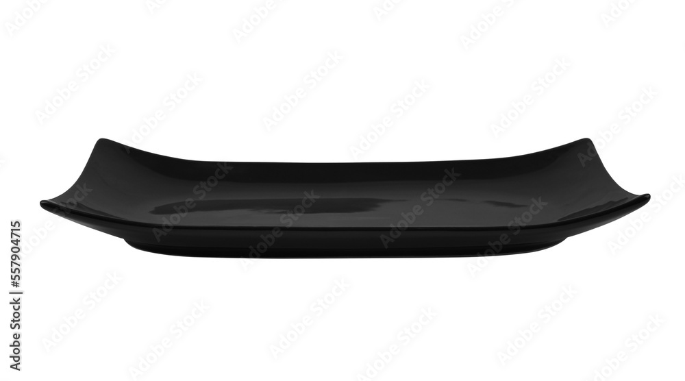 Empty black rectangle ceramic plate on transparent png.. Stock Photo ...