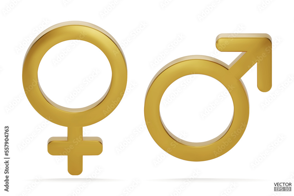 Gold Male and Female symbol icon isolated on white background. Male and ...