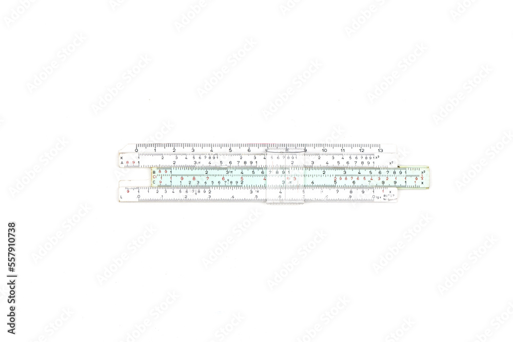 Vintage slide rule. A calculating and measuring instrument. Mechanical ...