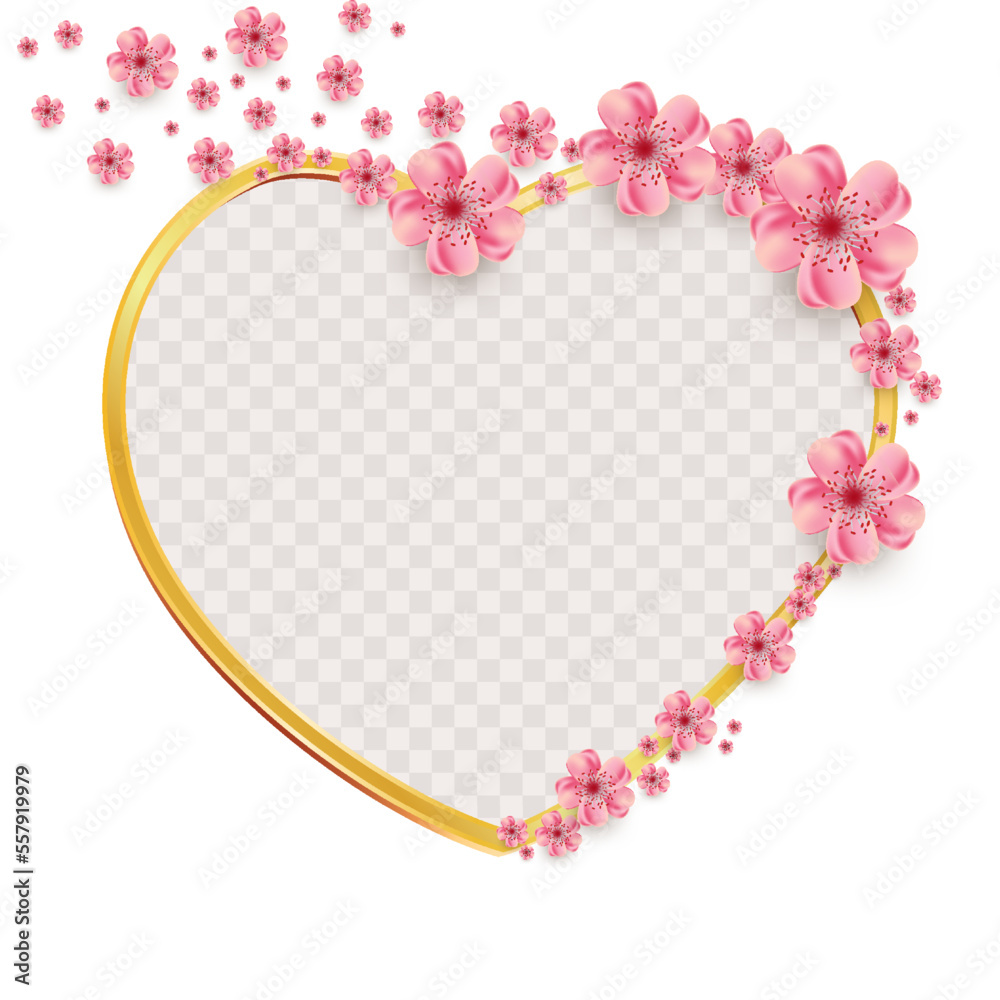 Sakura flower love border frame design element vector art vector de ...