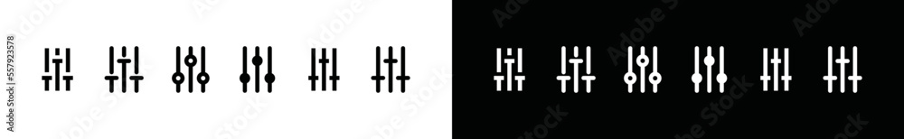 Sound volume level icon set. Equalizer sign. Sound controller symbol ...