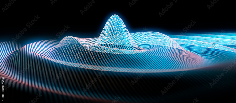 Waves in a digital binary code structure - 3D illustration Stock ...