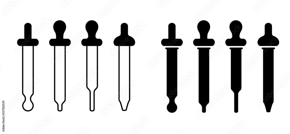 Cartoon dropper icon. Pipette mockups for dropper bottle. Vector front ...