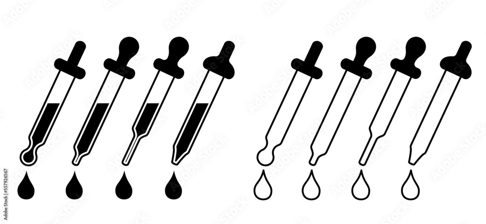 Cartoon dropper icon. Pipette mockups for dropper bottle. Vector front ...