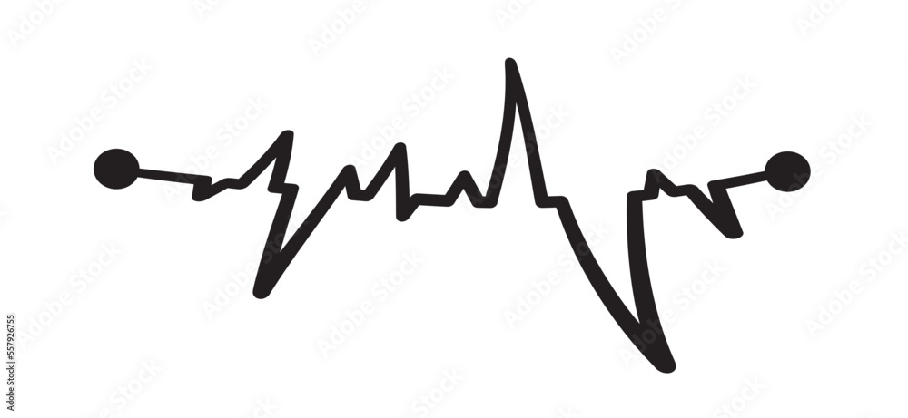 Cartoon heartbeat line pulse, wave. Heart cardiogram. Drawing rhythm ...