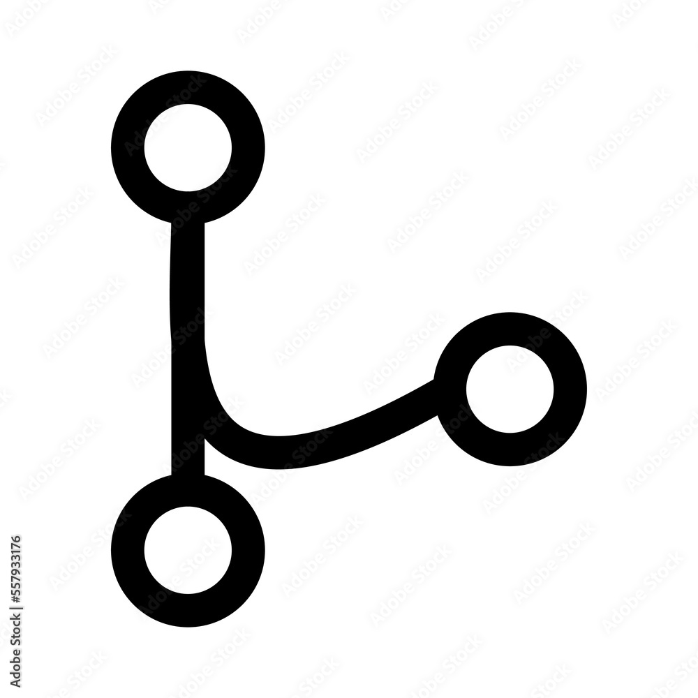 Git merge icon line isolated on white background. Black flat thin icon on modern outline style ...