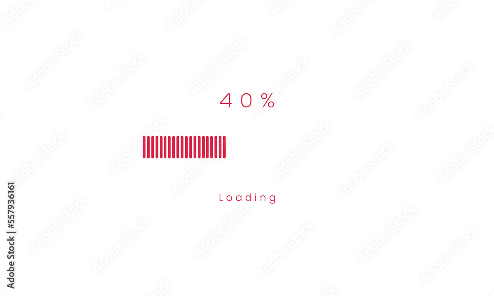 40 percent uploading Progress bar, red Loading and processing menu bar design. Stock ...