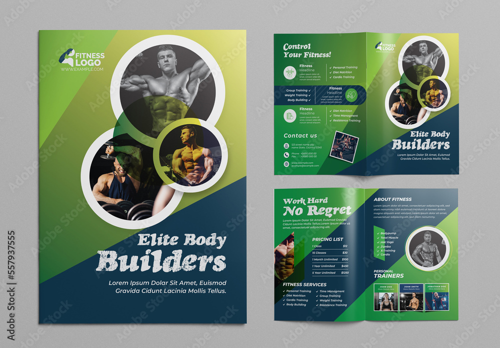 Sport Activity Bifold Brochure template with Green Gradient Accents ...