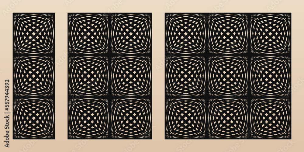 Laser cut panel set. Vector template with abstract geometric patterns ...