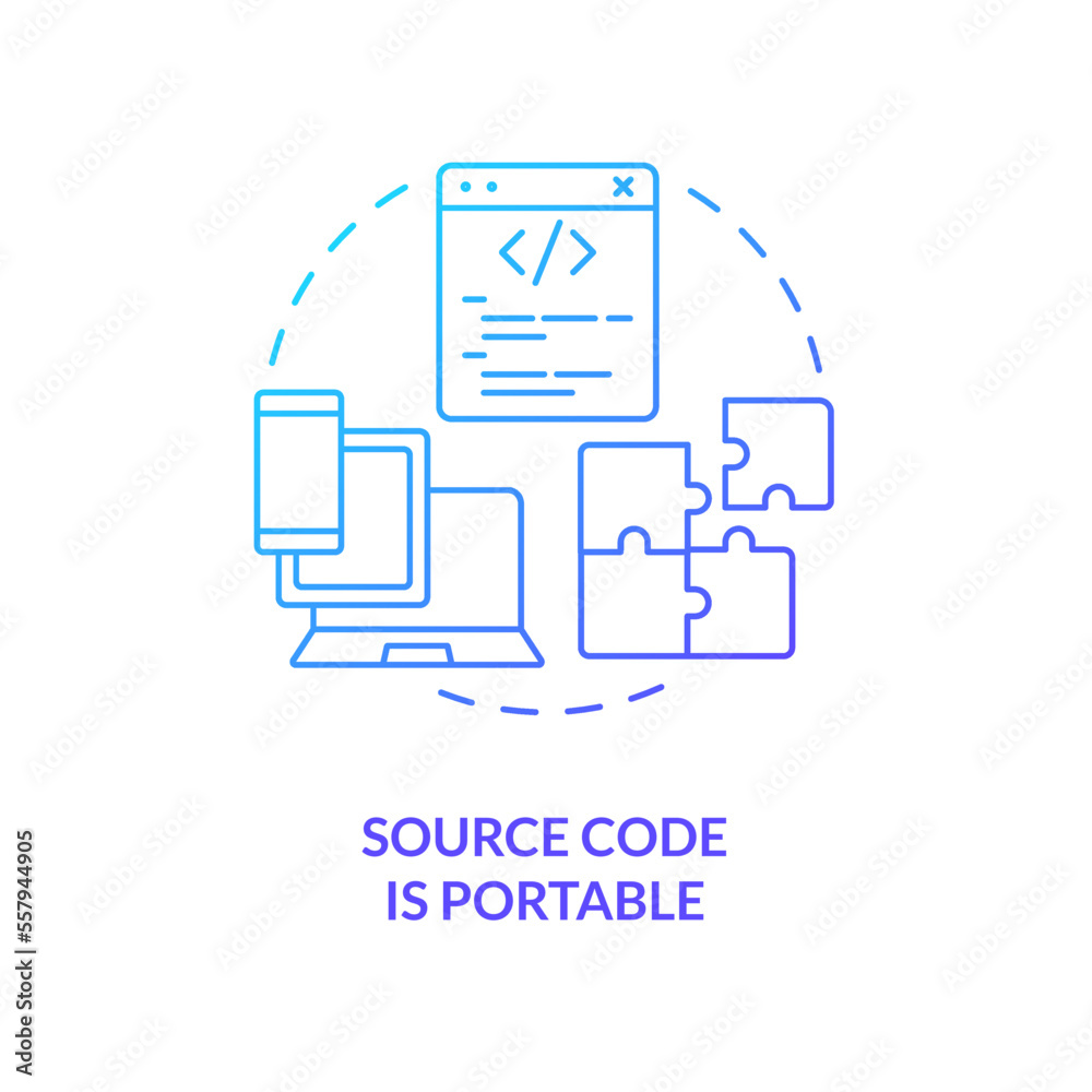 Source code portability blue gradient concept icon. Procedural ... Source code portability blue gradient concept icon. Procedural ...