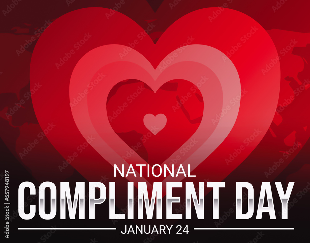 National Compliment Day Background with red colorful heart and ...