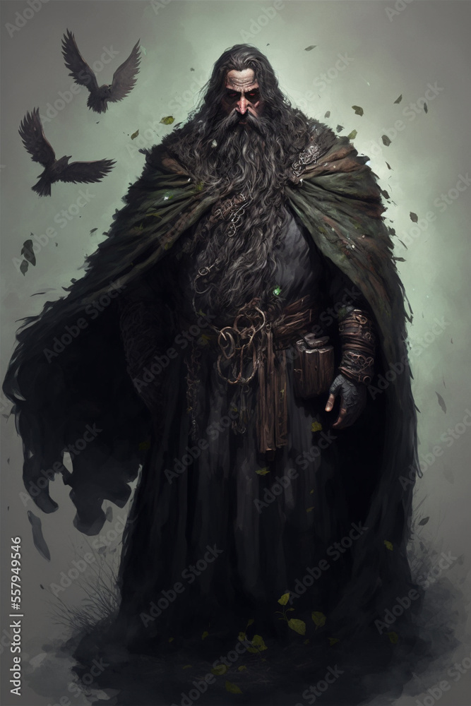 Generative AI illustration of druid mage fantasy character design Stock ...