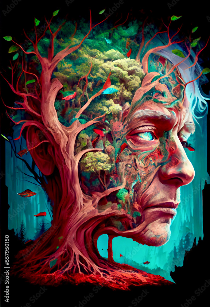 Generative AI abstract render of the love of nature Stock Illustration ...