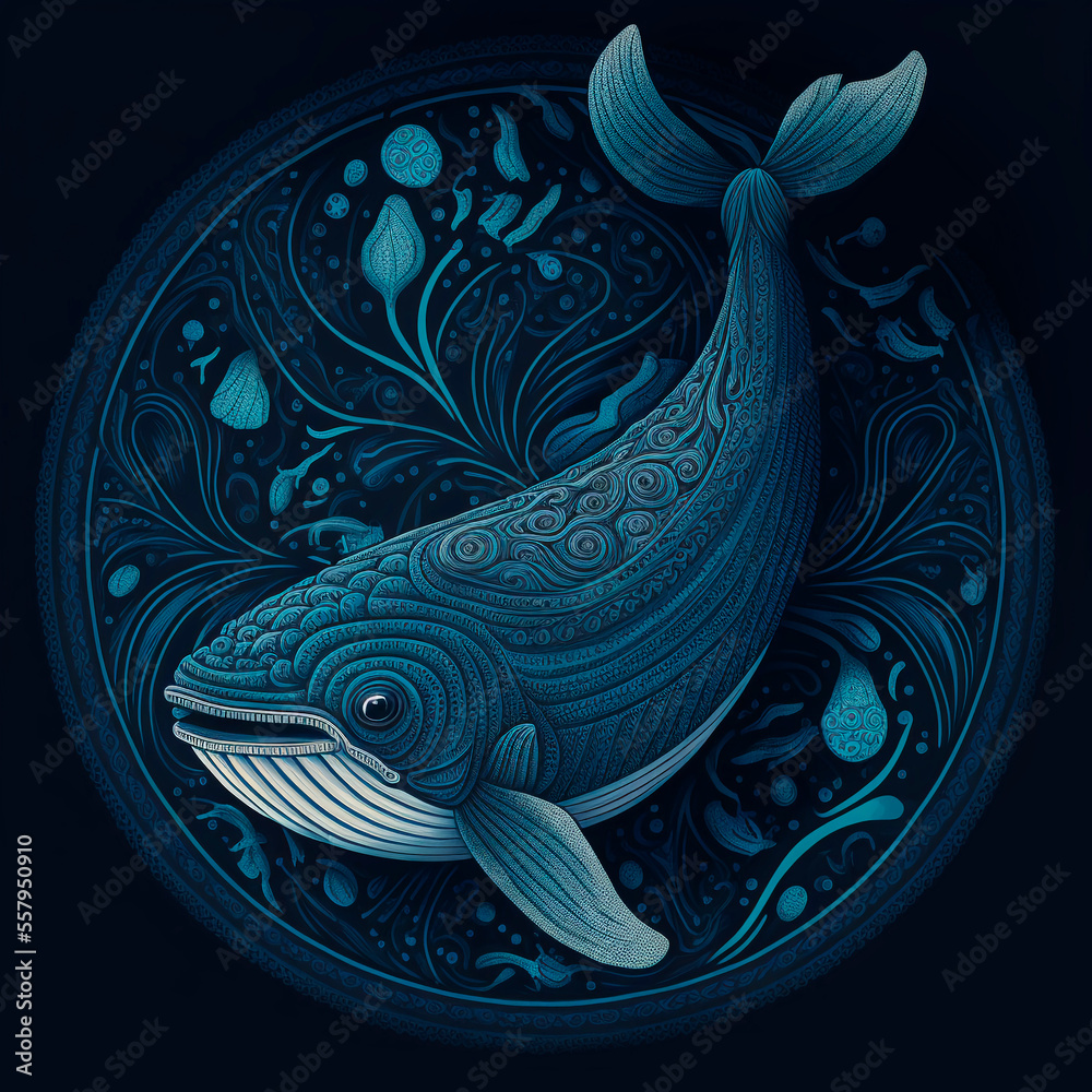whale fish illustration, AI generation Stock Illustration | Adobe Stock