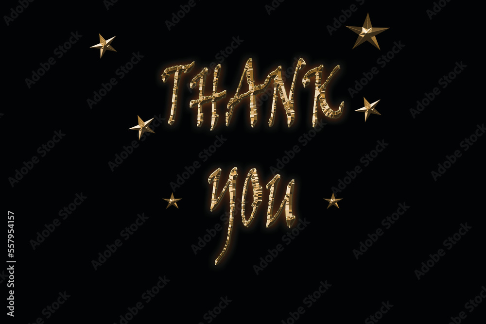 thank you . Golden 3D and Stars with shining effect on a Black elegant ...