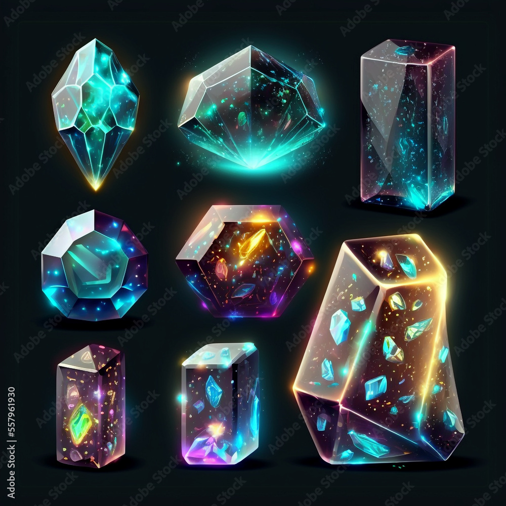 RPG Magic Gemstones Illustration, Collection of Magic Stone Roleplaying ...