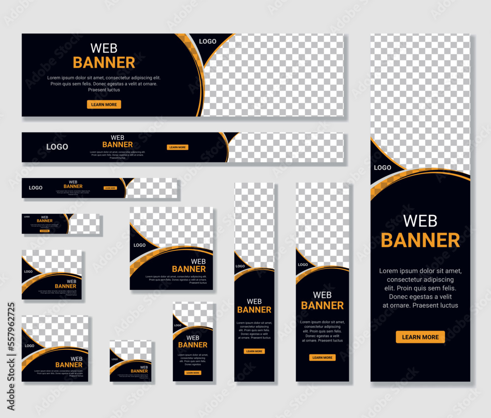 Creative website banner template Set with different sizes, web banner ...