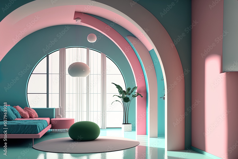 design of an abstract room. Architectural features in the living room ...
