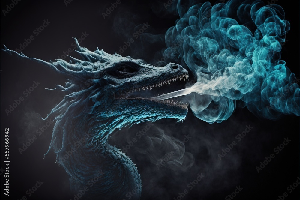 a dragon with a cigarette in it's mouth and smoke coming out of it's ...