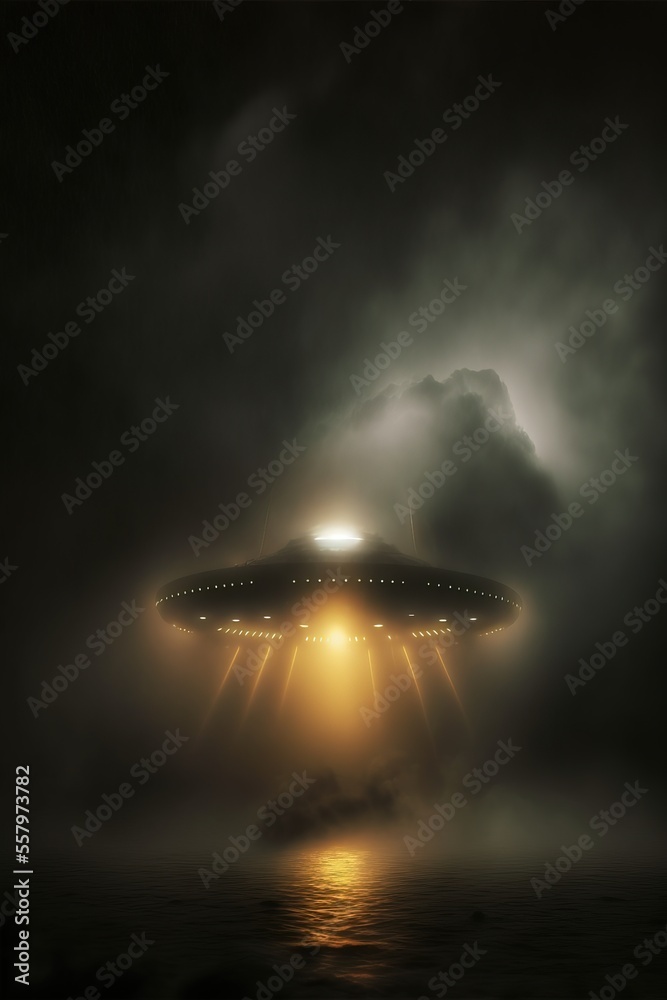 Aliens are here ! An UFO is here with some visitors. Stock Illustration ...