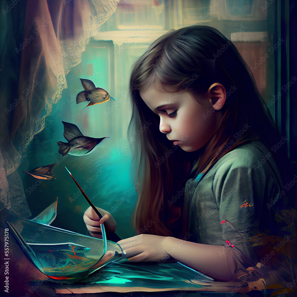 Autism day awareness and neurodiversity concept, art therapy, little ...