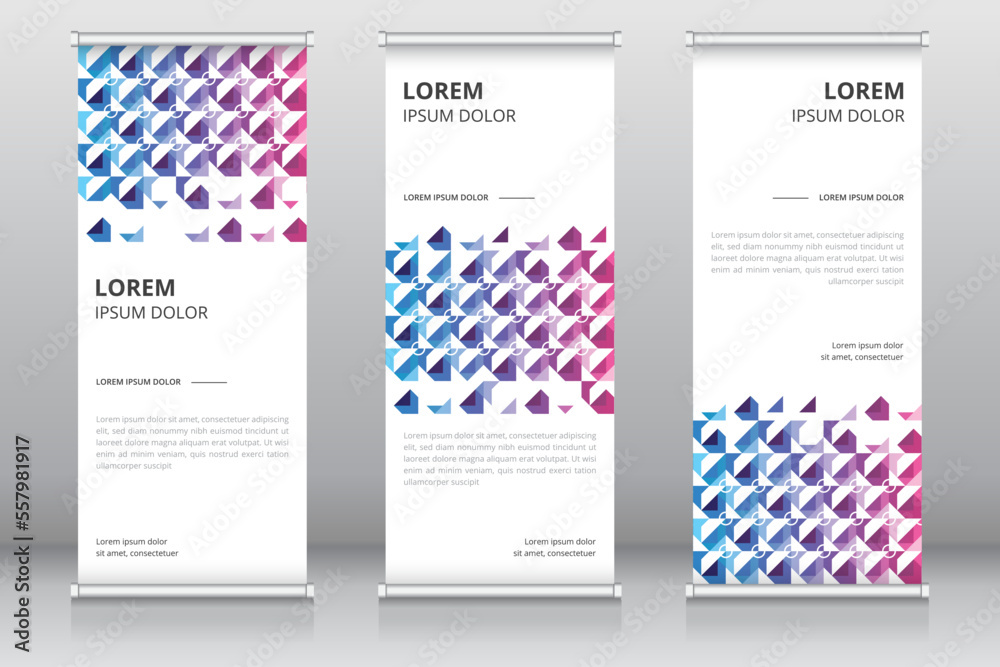 Modern and professional roll up banner template or vertical signboard ...