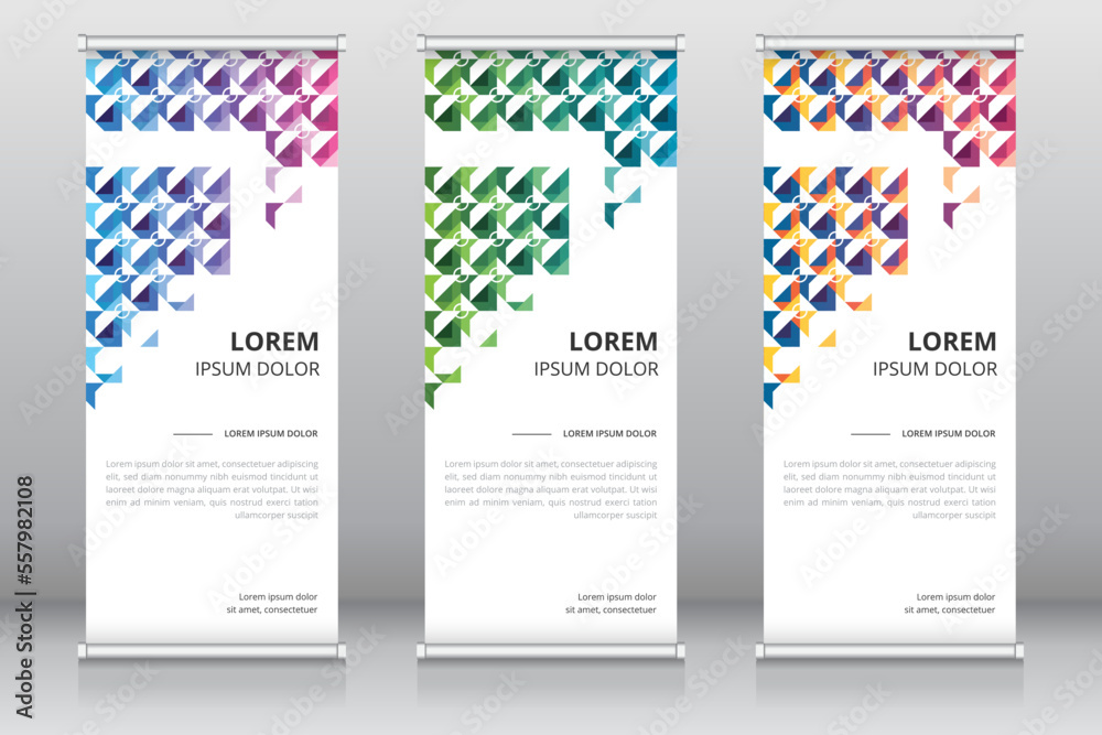 Modern and professional roll up banner template or vertical signboard ...