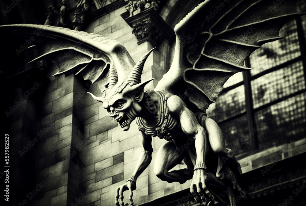 Gargoyle statue on the Walls of a Medieval Church. Generative AI Stock ...