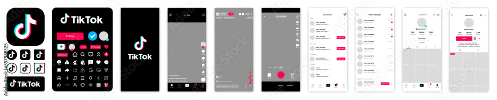 Vetor do Stock: Tik Tok mockup. Set tik tok screen social media and ...