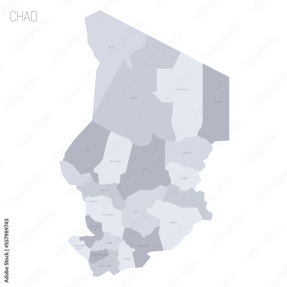 Fotografía Chad political map of administrative divisions - regions ...