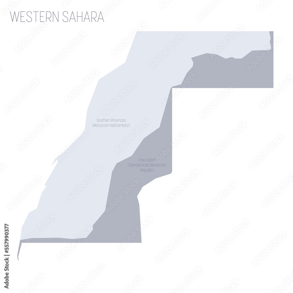 Western map of land divided between Morocco and Sahrawi Arab Democratic ...