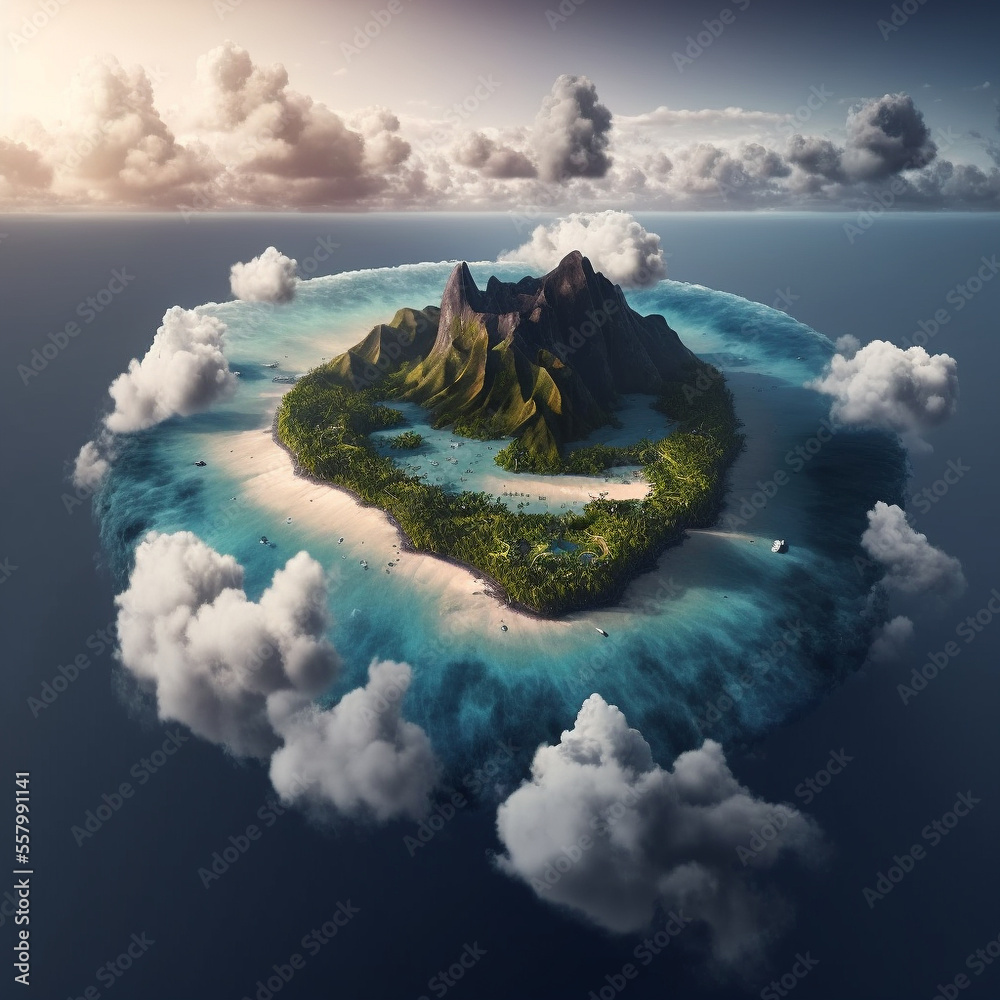 Beautiful floating south pacific islands - Created with Generative AI ...