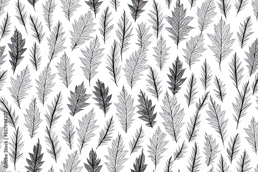 Pattern of Interlocking Leaves. Easy Line Drawing of a Leaf. White ...