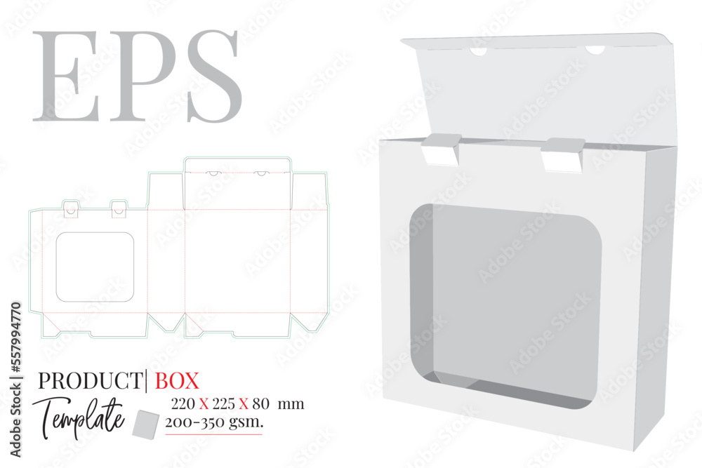 Box with window, die cut template, vector. Packaging Design ...
