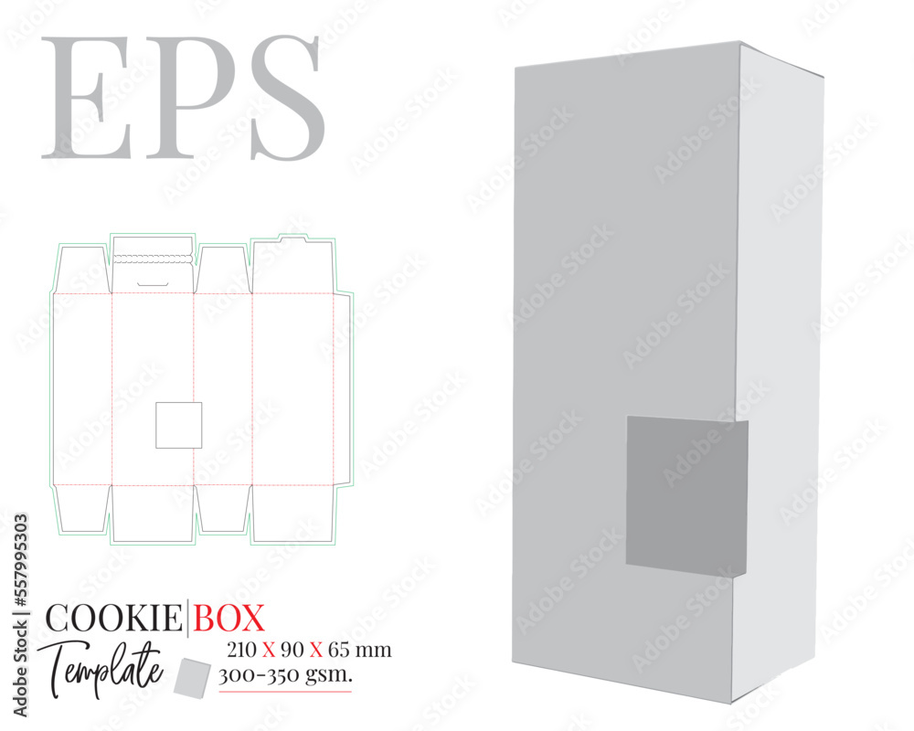 Box with window, template. Vector with die cut, laser cut layers. White ...