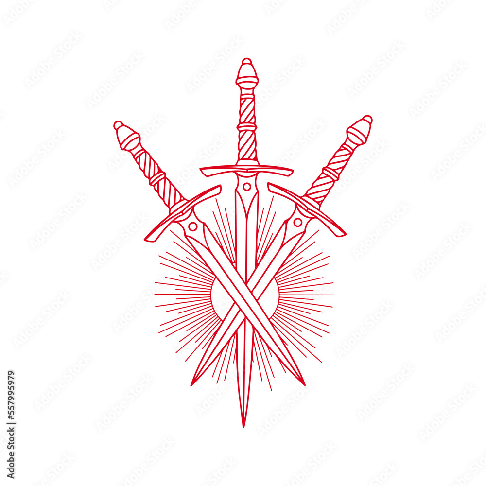 vector illustration of three red swords Stock Vector | Adobe Stock