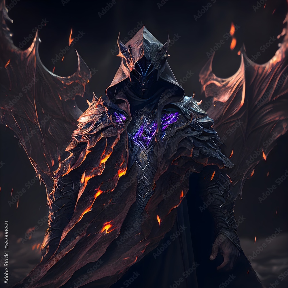 scary shadow warrior with demon wings Stock Illustration | Adobe Stock