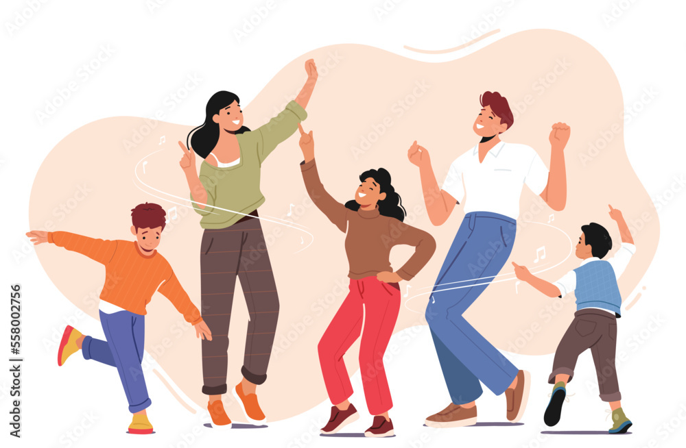 Stockvector Happy Family Celebrate Home Party. Parents with Children ...