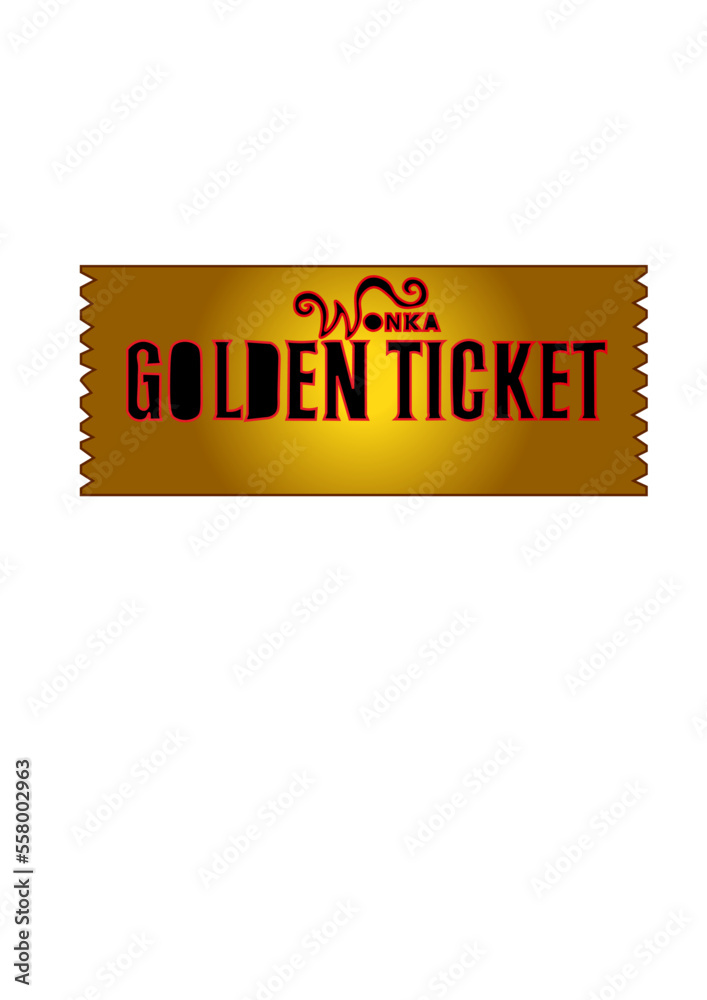 golden ticket from Willi Wonka Redesign Stock Vector | Adobe Stock