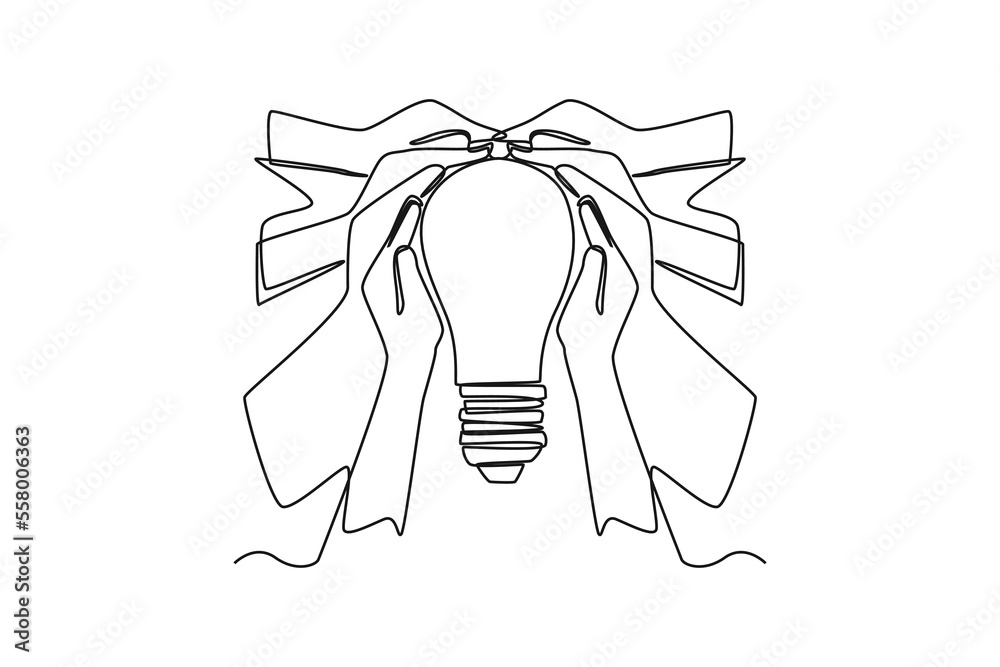 Continuous one line drawing united team combines brilliant idea. Team ...