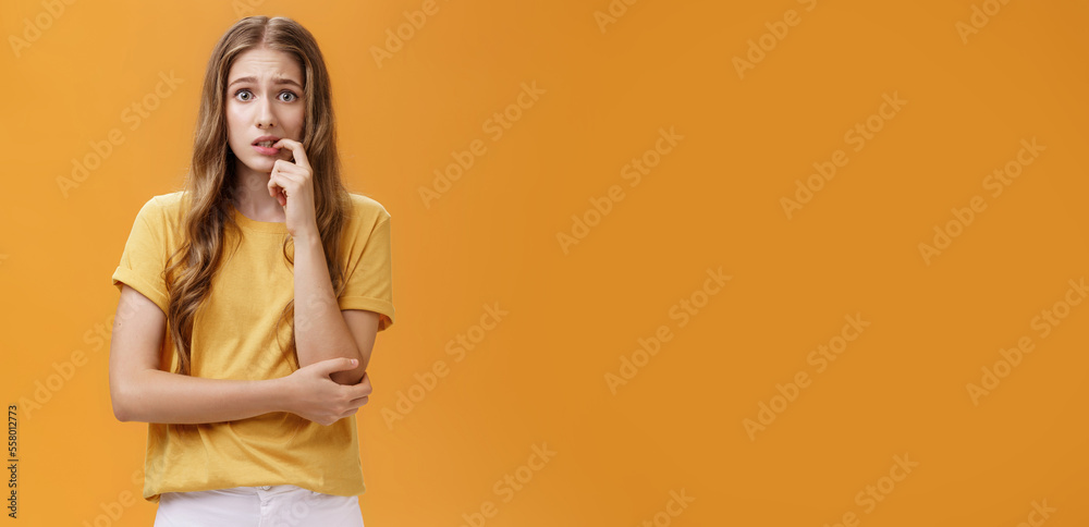Girl Worried Mom React On New Tattoo Portrait Of Anxious And Nervous