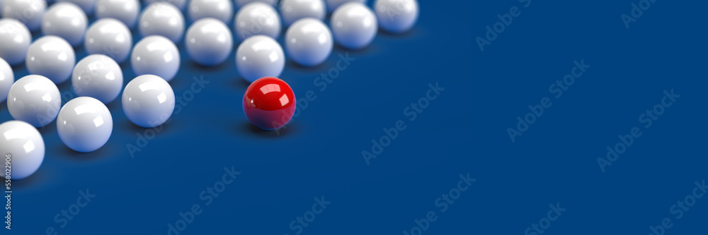 Leadership diverse red leader ball leading white follower group ...