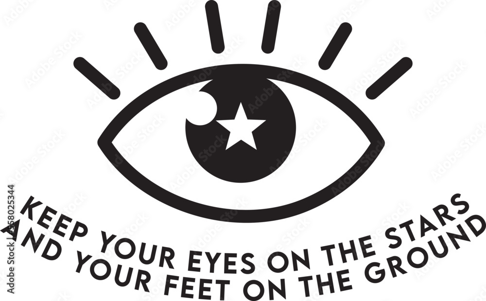 Vector Illustration of a eye with a star in the pupila with text saying ...