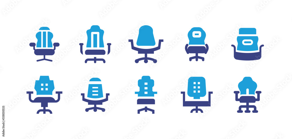 Gaming chair icon set. Duotone color. Vector illustration. Containing ...