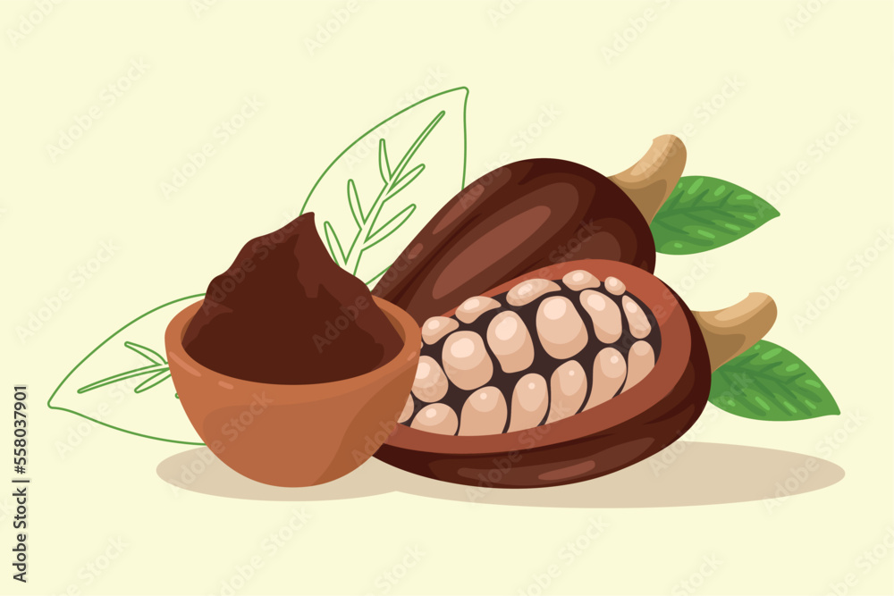 cocoa plant fruits Stock Vector | Adobe Stock