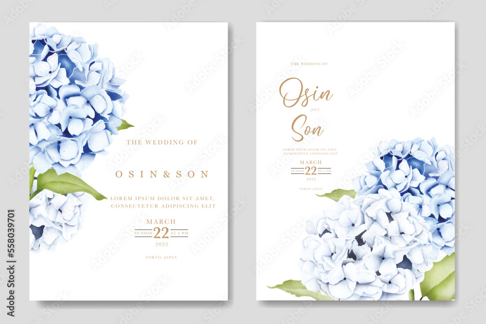 beautiful hydrangea floral wedding invitation card Stock Vector | Adobe ...